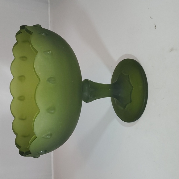 Other | Vintage Satin Green Glass Compote | Poshmark